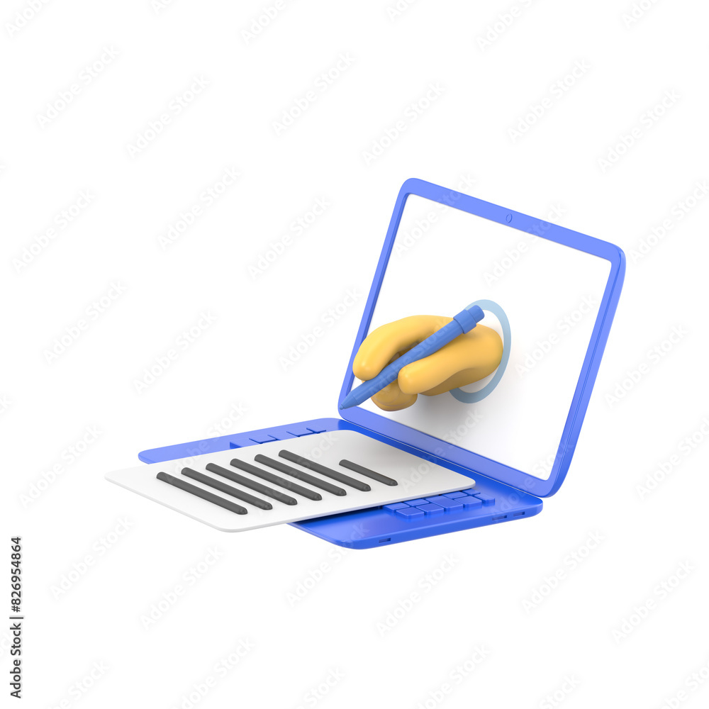 Isometric electronic signature concept. digital form attached to ...