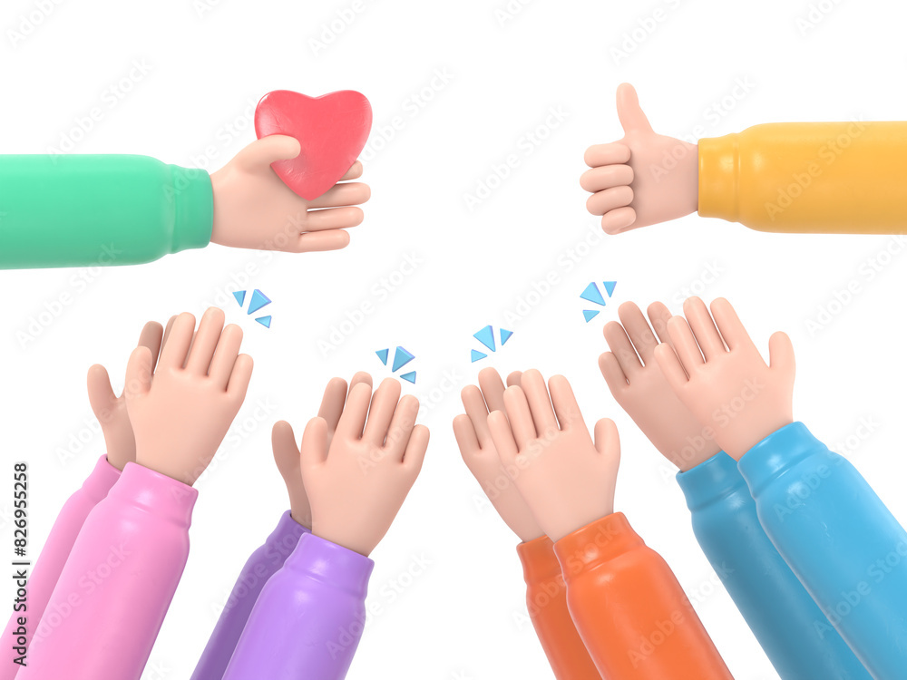 Transparent Backgrounds Mock-up.Set of people hands clapping, giving ...