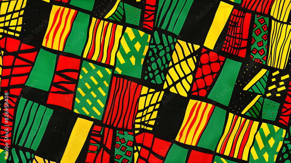African print pattern in red, green, yellow, and black, perfect for ...