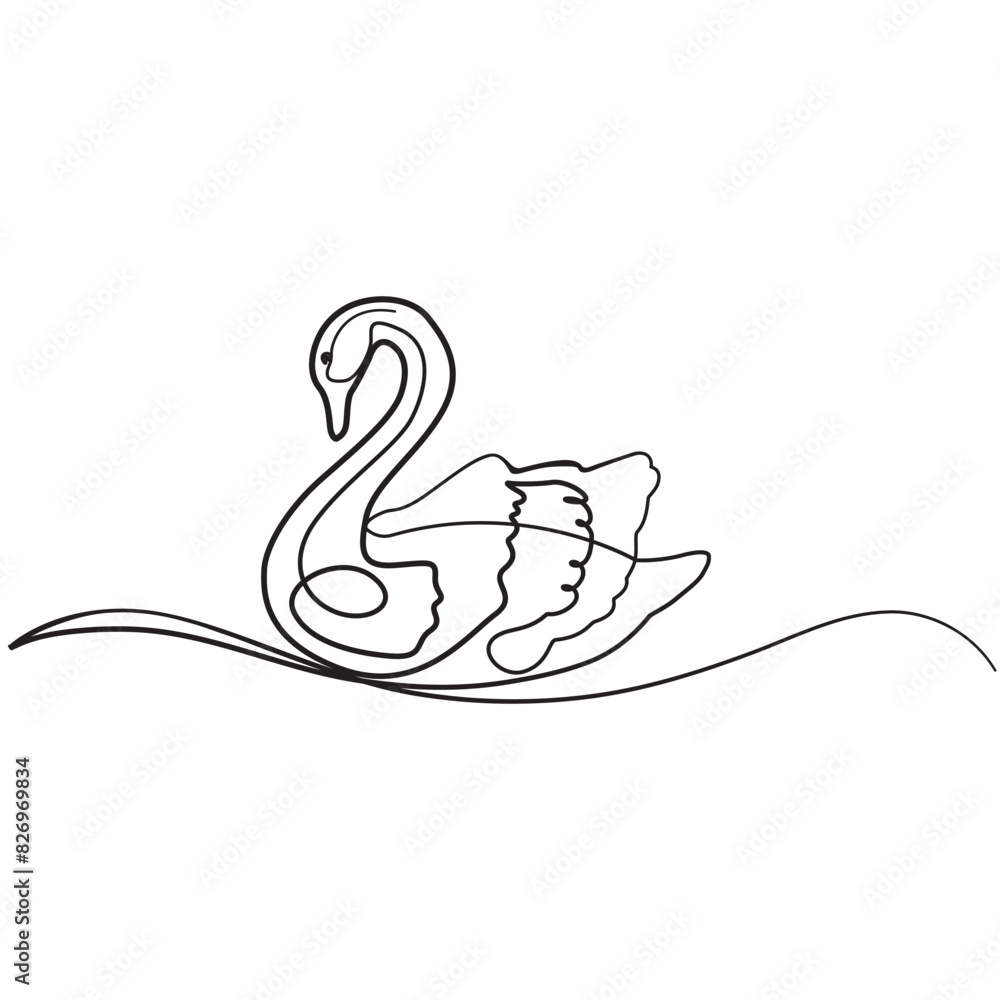 Continuous line drawing of beautiful swan artwork. Modern minimalist ...