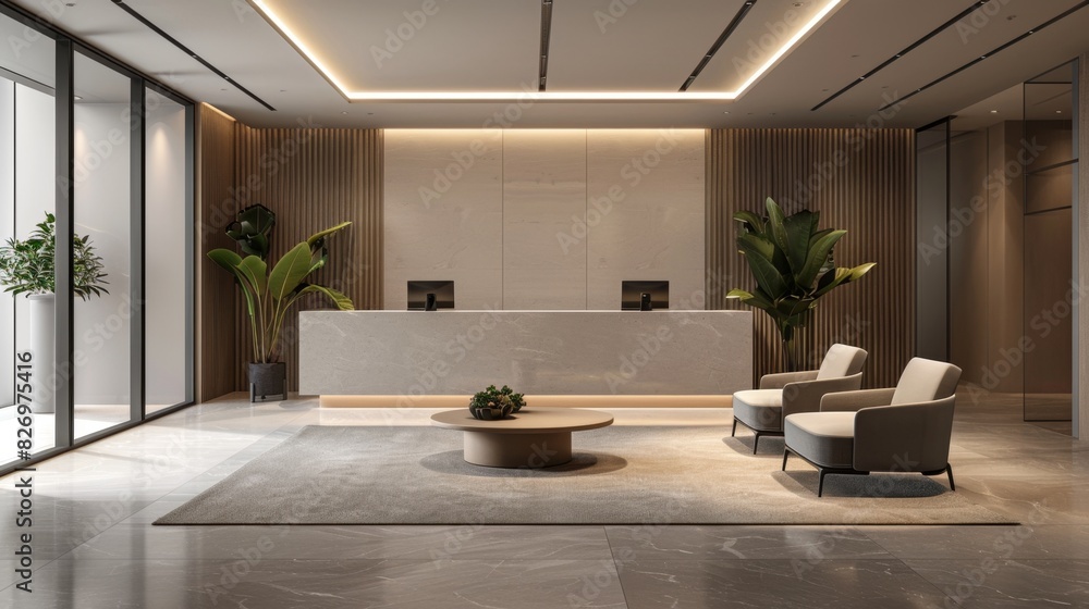 Contemporary Law Office Reception Area with Minimalist Decor and ...
