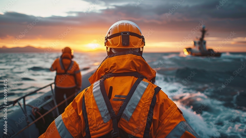 Maritime Safety and Training: Depict a maritime safety training session ...