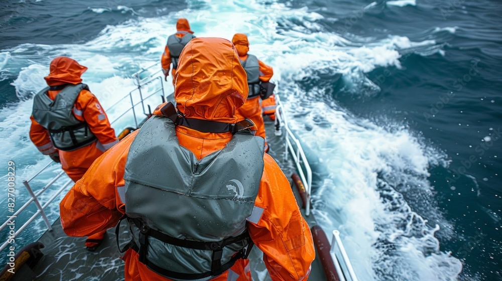 Maritime Safety and Training: Depict a maritime safety training session ...