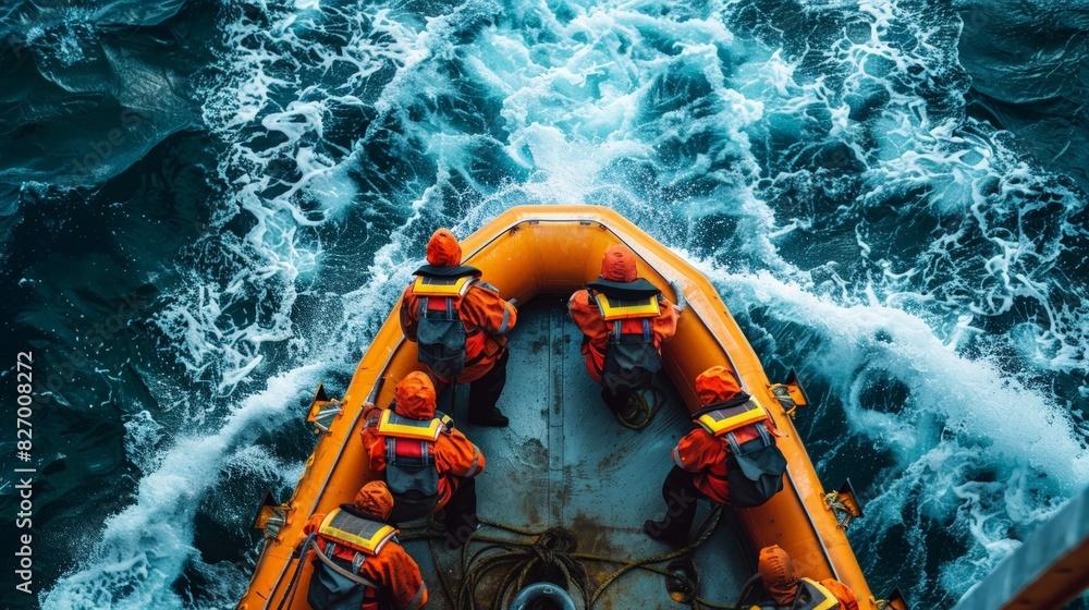 Maritime Safety and Training: Depict a maritime safety training session ...