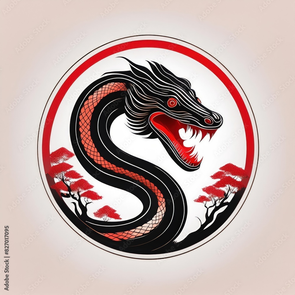 snake icon or snake logo. logo iconic snake chinese, circel logo snake ...