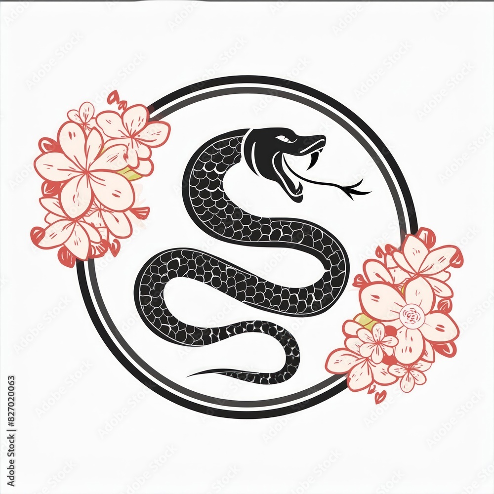snake icon or snake logo. logo iconic snake chinese, circel logo snake ...