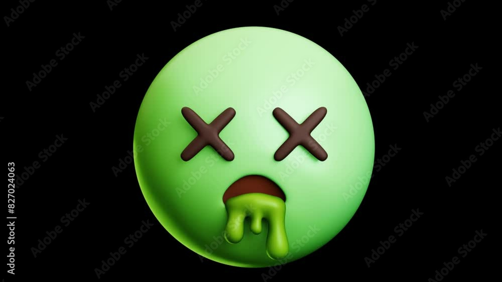 Face with crossed-out eyes .Dead face and vomit emoji, 3d emoticon ...