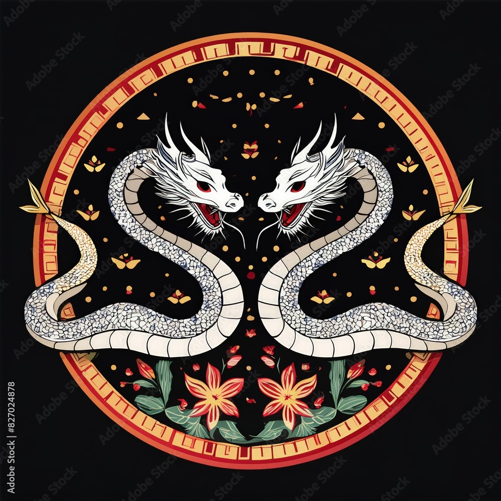 symbol snake. tow snake design. chinese style snake. chinese icon ...