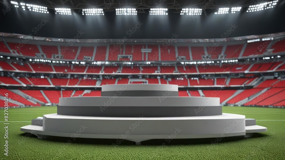 podium display product with background in stadium soccer ball or ...