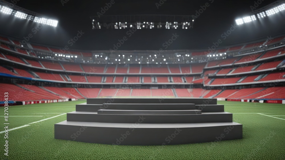 podium display product with background in stadium soccer ball or ...