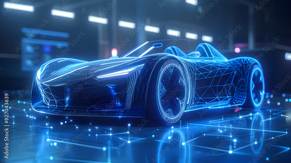 Frontside Futuristic AR car wireframe concept, generative ai, Augmented ...