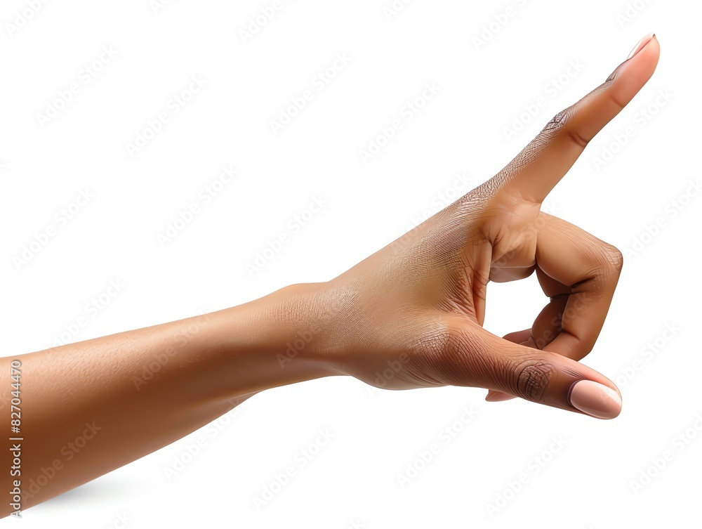 A close-up image of a hand with an index finger pointing upwards ...