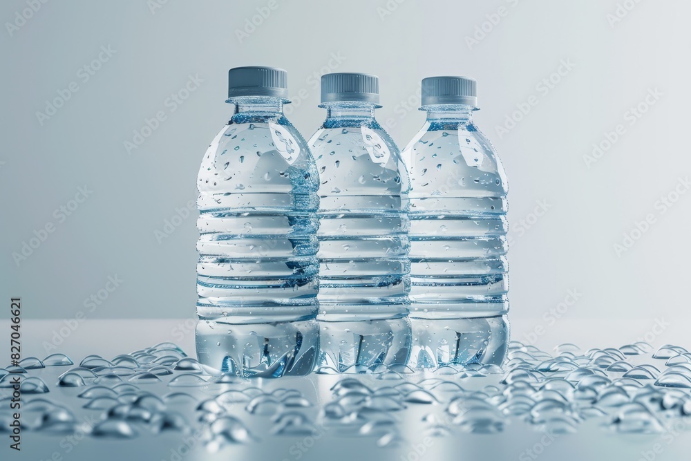 Realistic photograph of a complete Water bottles,solid stark white ...