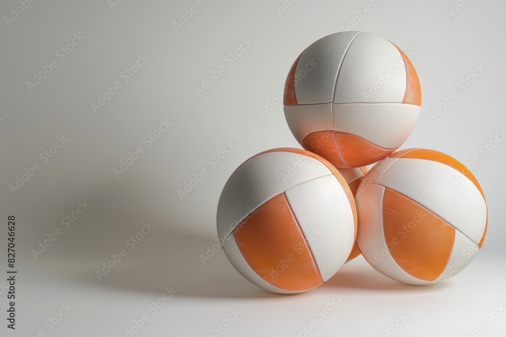 Realistic photograph of a complete Volleyballs,solid stark white ...