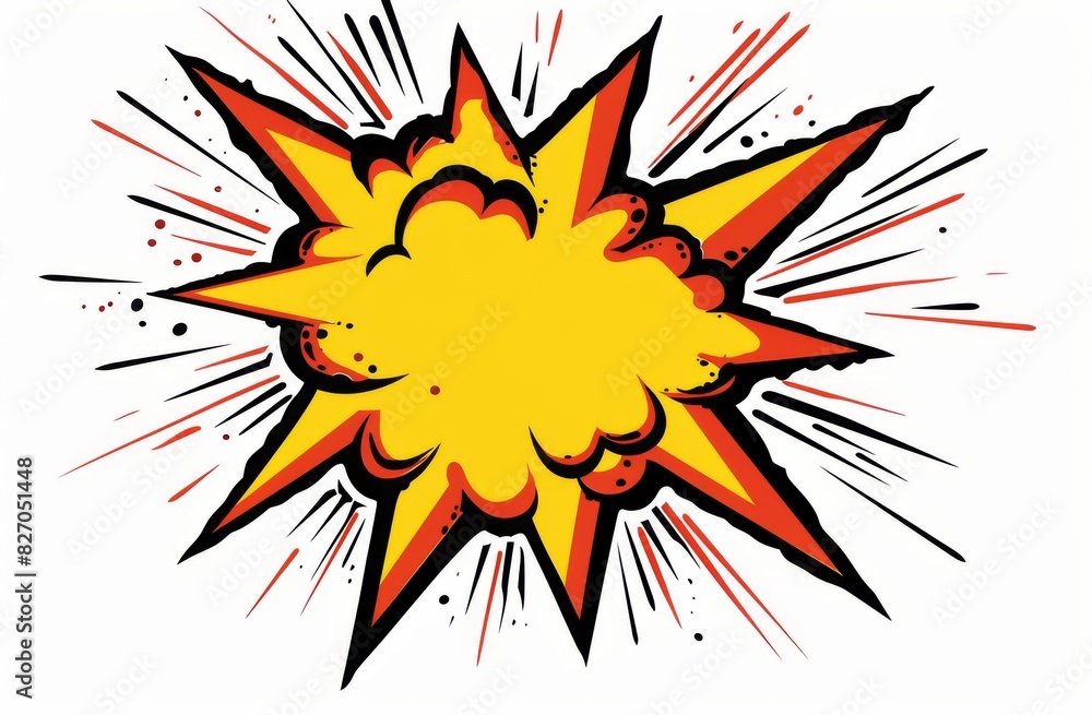 Flat Cartoon Vector Explosion Clip Art with Fabric Texture and Bold ...