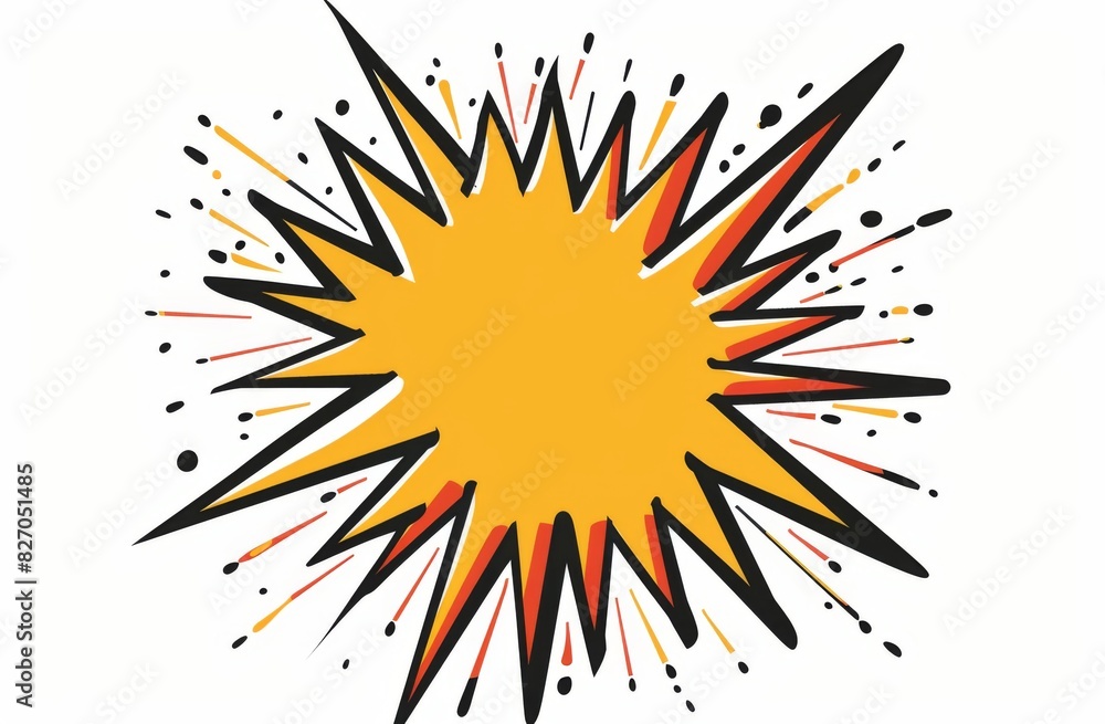 Flat Cartoon Vector Explosion Clip Art with Fabric Texture and Bold ...