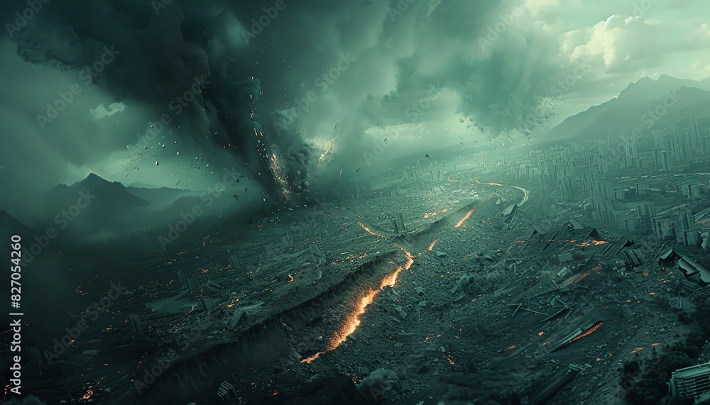 Stunning visual of a powerful earthquake splitting the ground, causing ...