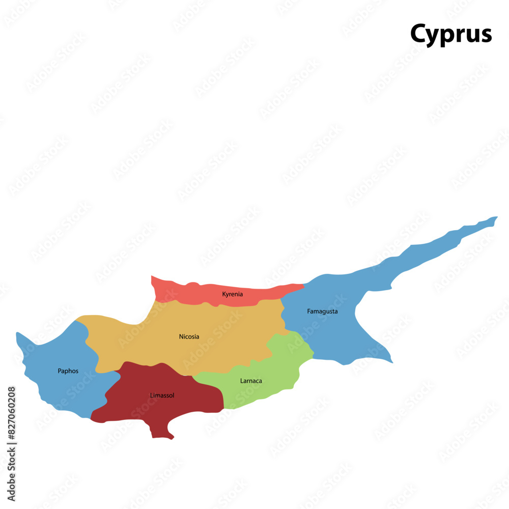Detailed Cyprus Map. Detailed Vector Map of Cyprus. Divided map of ...