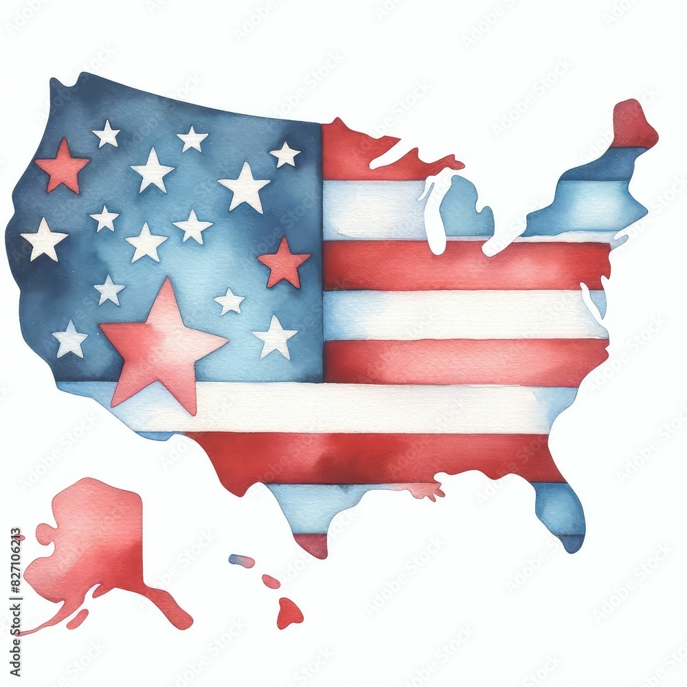 USA maps with a patriotic twist. watercolor illustration, Perfect for ...