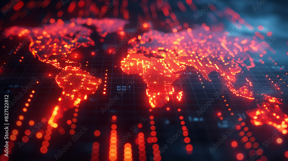 A world map with a dynamic heatmap depicting the rise and fall of ...