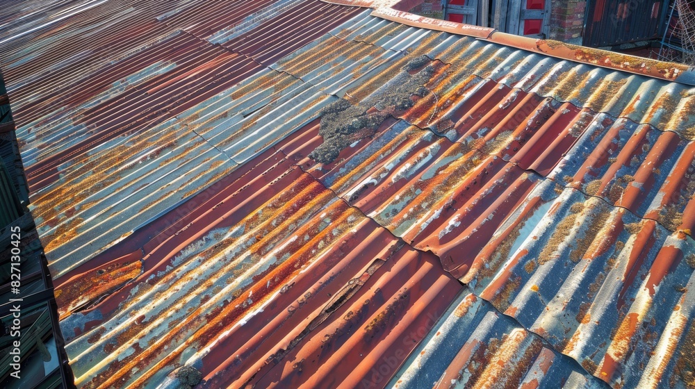 Repair and modernization of an aged metal roof with patches and roof ...