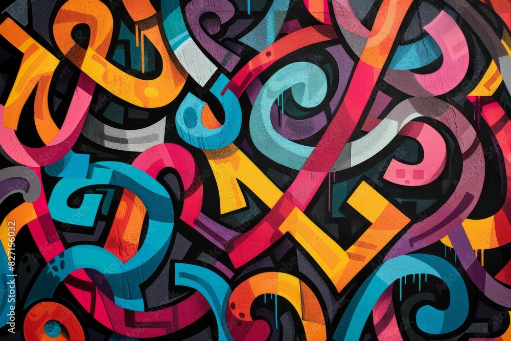Craft a dynamic typographic composition of swirling letters resembling ...