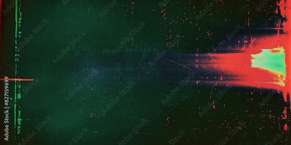 A VHS vhs screen grab of green background with yellow, red and blue ...