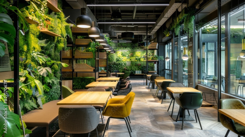 Design a vibrant coworking space with modern workstations, cozy break ...