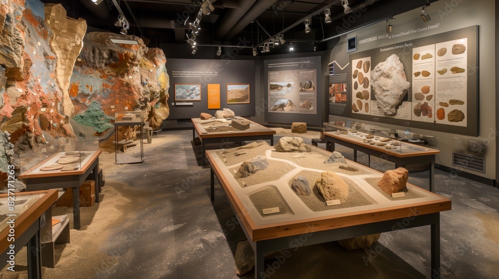 The geology department is filled with rock samples, mineral displays ...