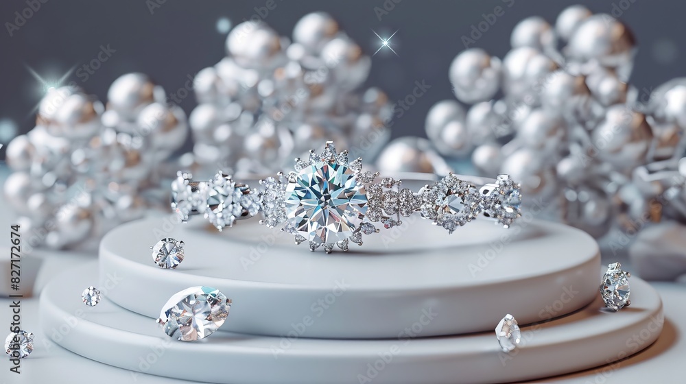 diamond jewelry flat design front view riches theme 3D render ...