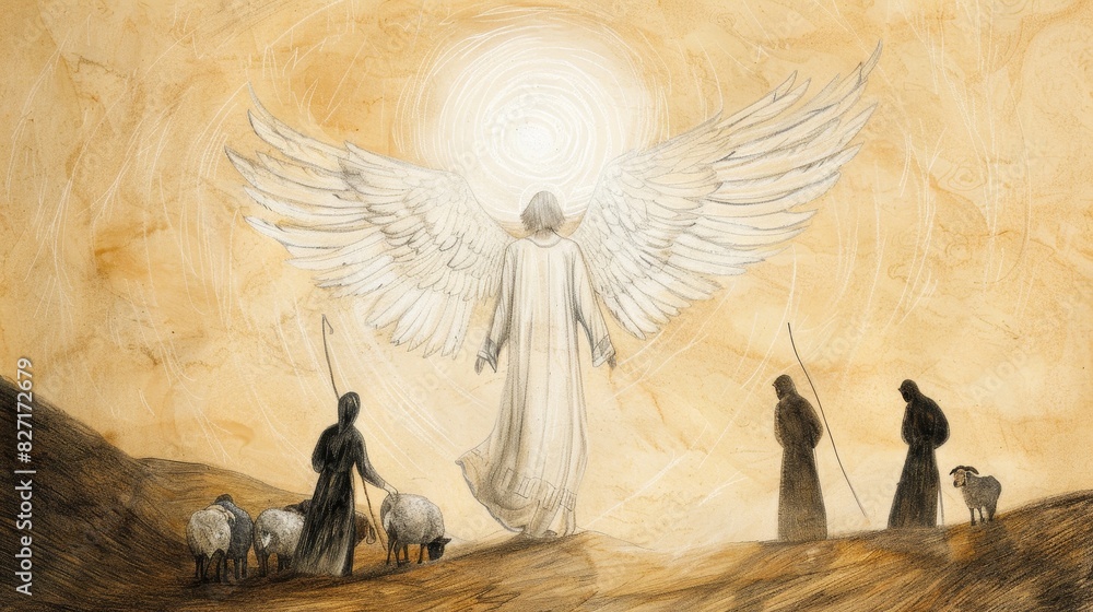Biblical Illustration of Angel Appearing to Gideon, Calling Mighty ...