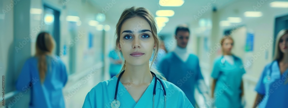 Confident medical staff team with doctor nurse and healthcare ...