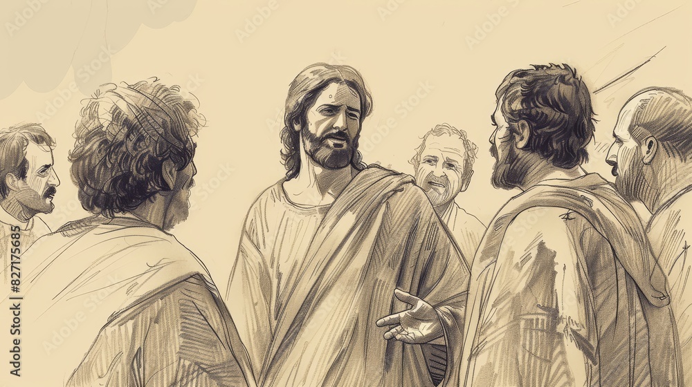 Biblical Illustration of Jesus Before Caiaphas and Sanhedrin ...
