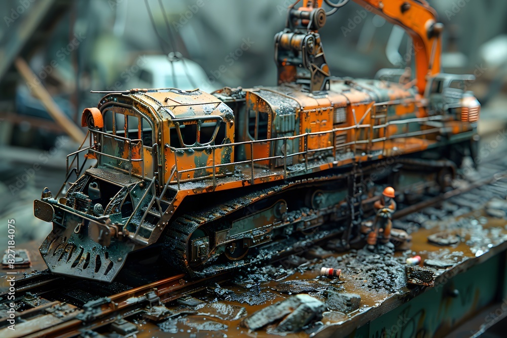 The digital sculpture transforms a real photo of construction workers ...