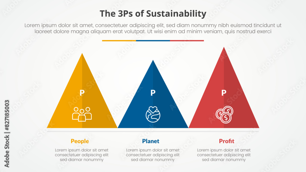 3P or 3Ps sustainability framework infographic concept for slide ...