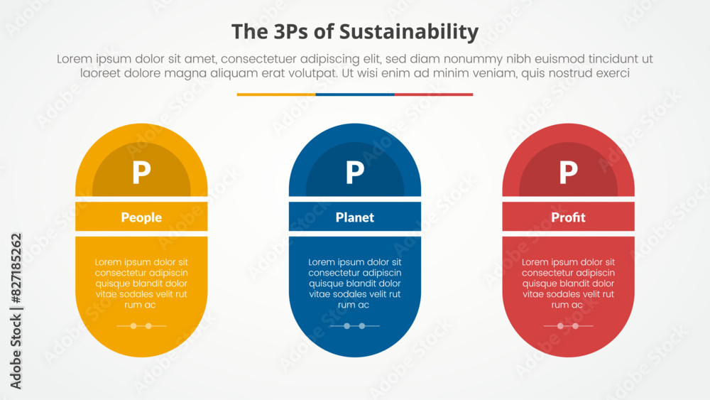3P or 3Ps sustainability framework infographic concept for slide ...