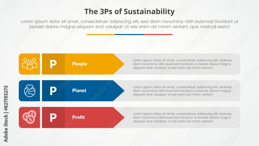 3P or 3Ps sustainability framework infographic concept for slide ...