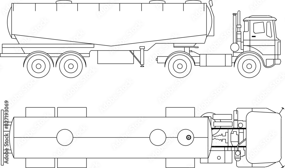 Vector illustration sketch of detailed design drawing for water and oil ...