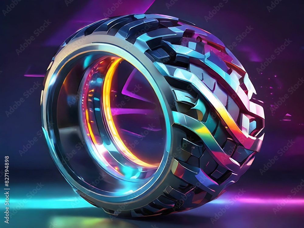 Generate a holographic representation of a racing slick tire ...