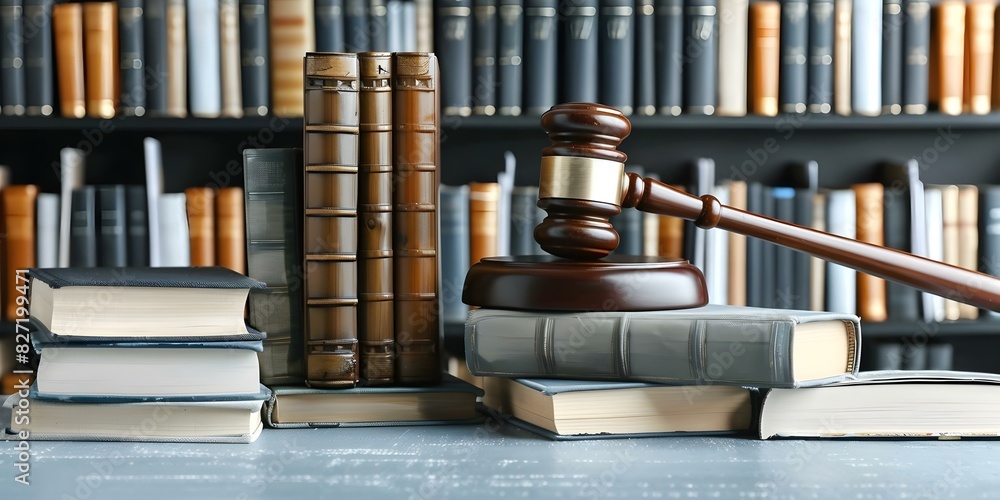 Legal Research Tools in a Courthouse Library: Books and Gavel. Concept ...