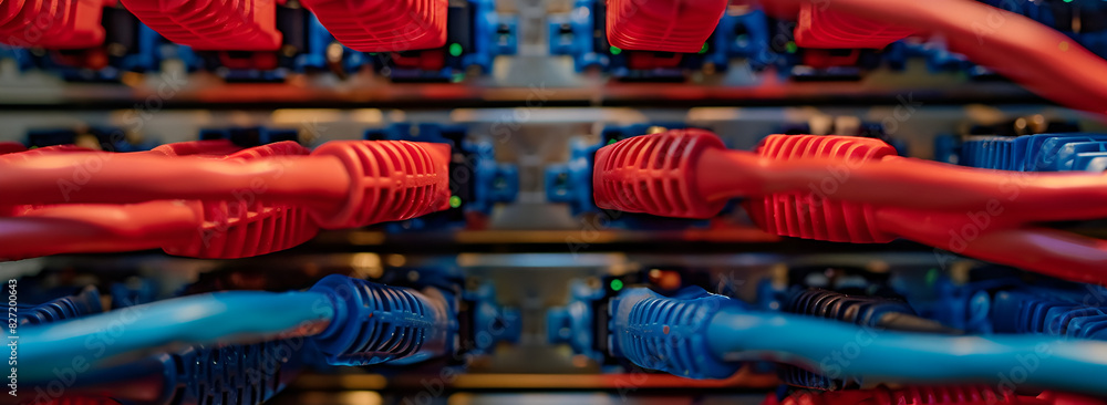 Back View of Modem with Red and Blue Cables,Rear View of Modem with Red ...