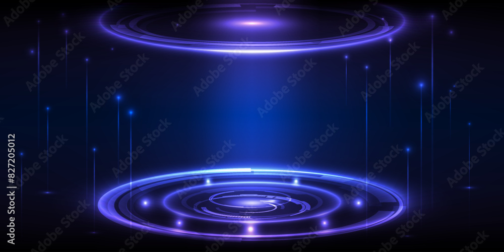 Vector illustrations of Futuristic digital technology stage with ...