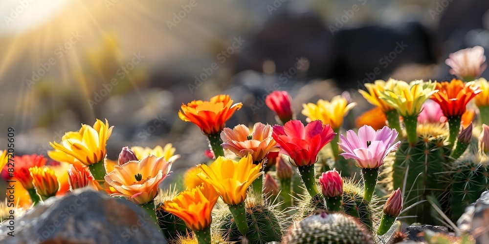 Adding Color to the Desert: Vibrant Cacti Flowers. Concept Desert ...
