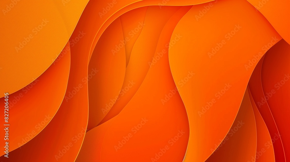 Minimalist abstract orange background with overlapping, interlocking curved forms in various ...