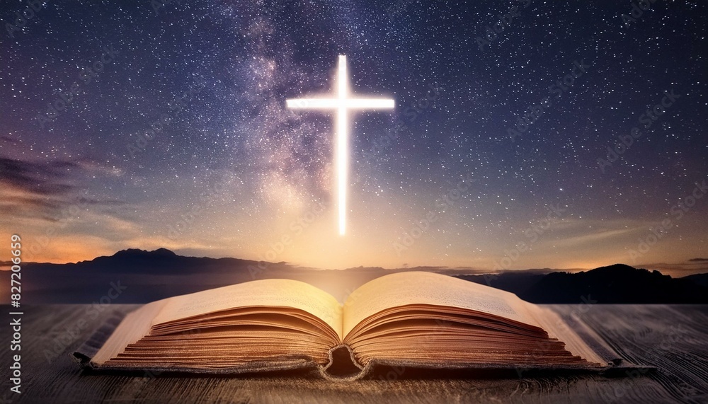Christian Cross with Bible - Symbol of Christianity - Enlightening by ...