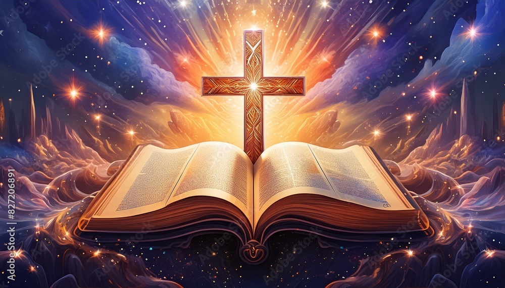 Christian Cross with Bible - Symbol of Christianity - Enlightening by ...