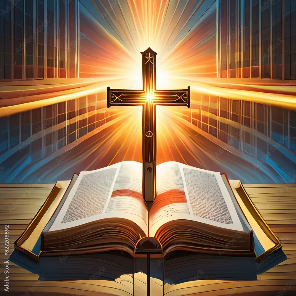 Christian Cross with Bible - Symbol of Christianity - Enlightening by ...