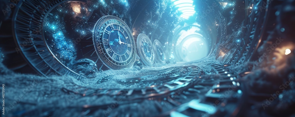 ภาพประกอบสต็อก Time Travel Portals Portals through time and space with ...