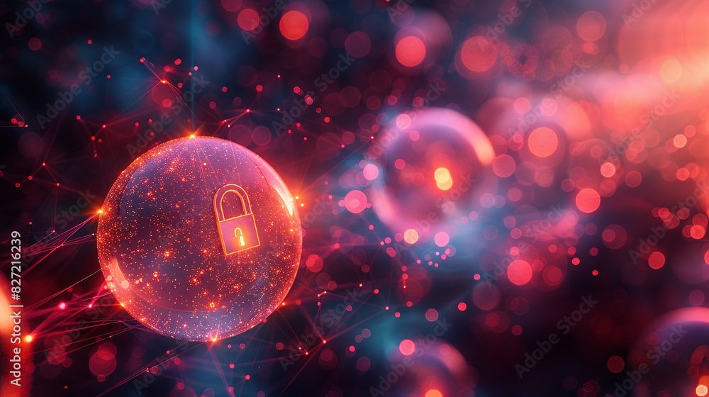A visually engaging image of a cybersecurity system, featuring digital ...
