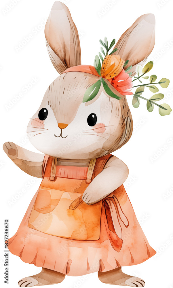 Cute bunny clipart. Watercolor rabbit clipart. Bunny girl clip art in ...